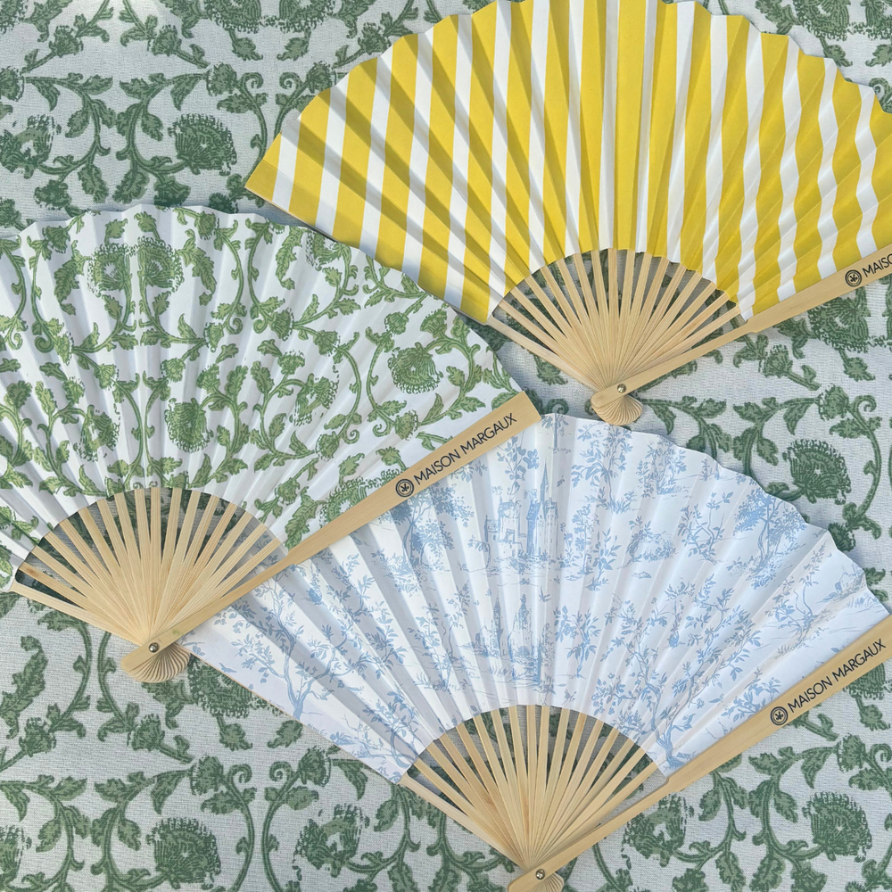 Yellow Stripe Paper Fans (Pack of 10)