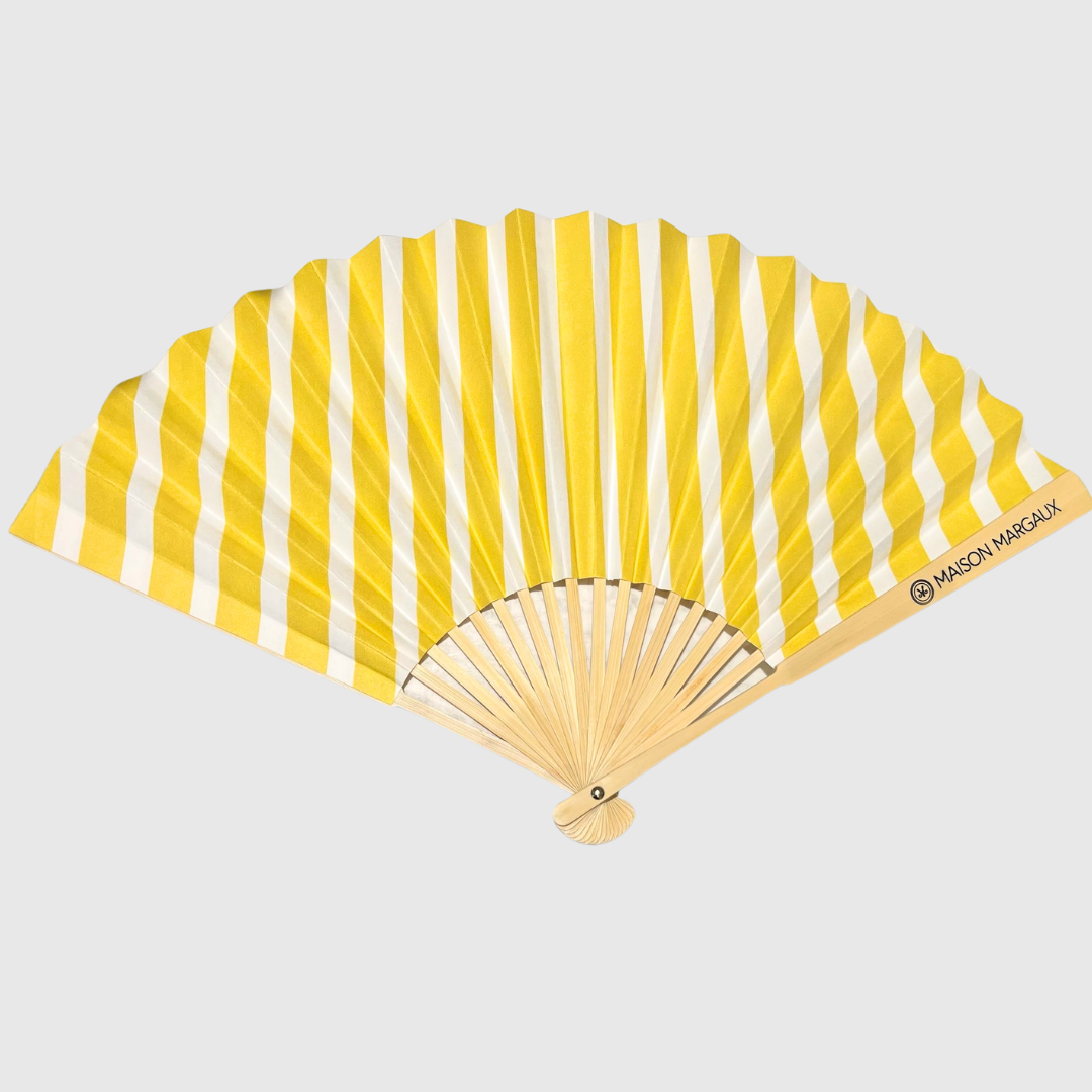 Yellow Stripe Paper Fans (Pack of 10)