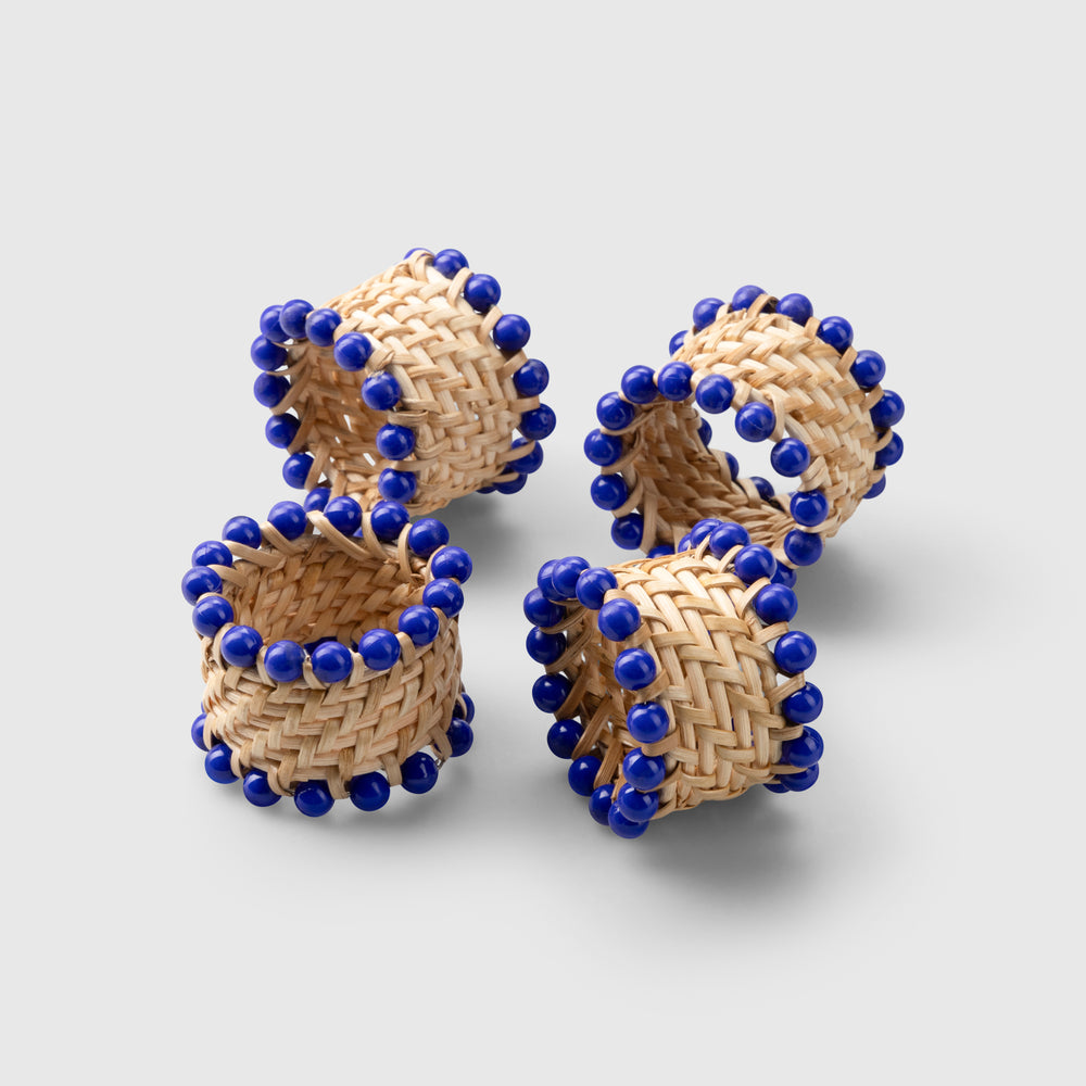 Blue Beaded Napkin Ring (set of 4)