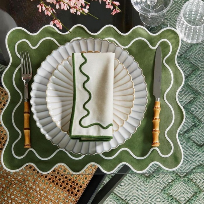 Embroidered Meadow Green Placemats (set of 4)