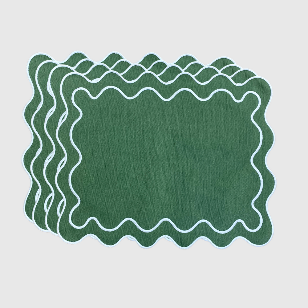 Embroidered Meadow Green Placemats (set of 4)